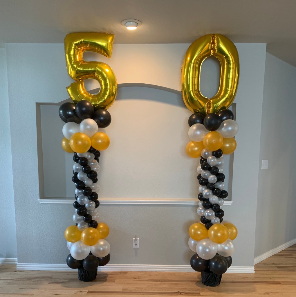 Anniversary Balloon Columns – Frisco Balloon Ladies